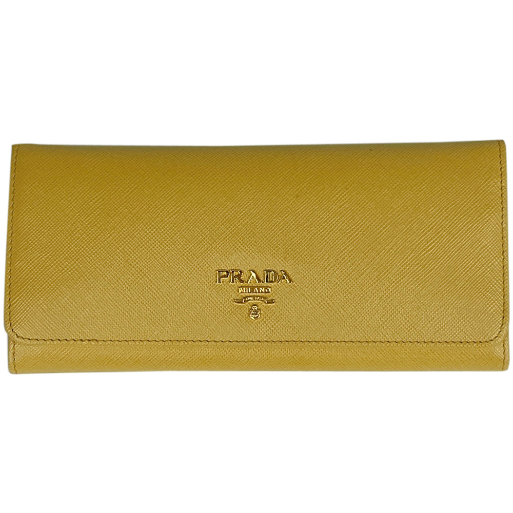 Prada Logo Bi-Fold Long Wallet Bill Compartment Leath… - Gem